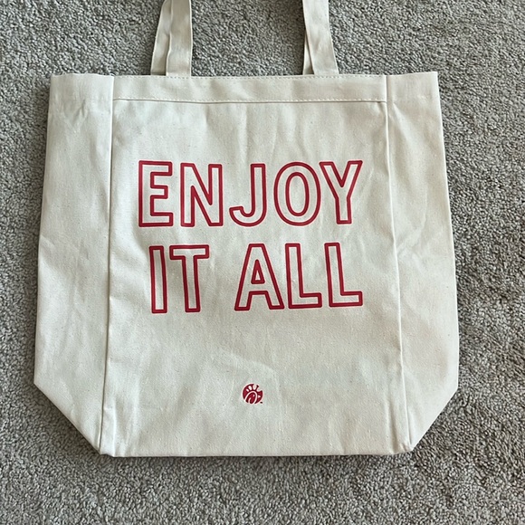 chick fil a | Bags | Chick Fil A Enjoy It All Canvas Tote Book Bag ...